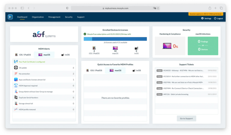 Wir sind Mosyle Managed Service Provider (MSP) | a&f systems